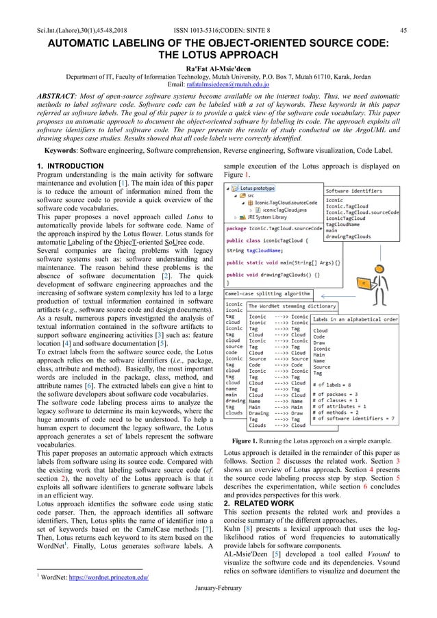 Automatic Labeling of the Object-oriented Source Code: The Lotus Approach | PDF