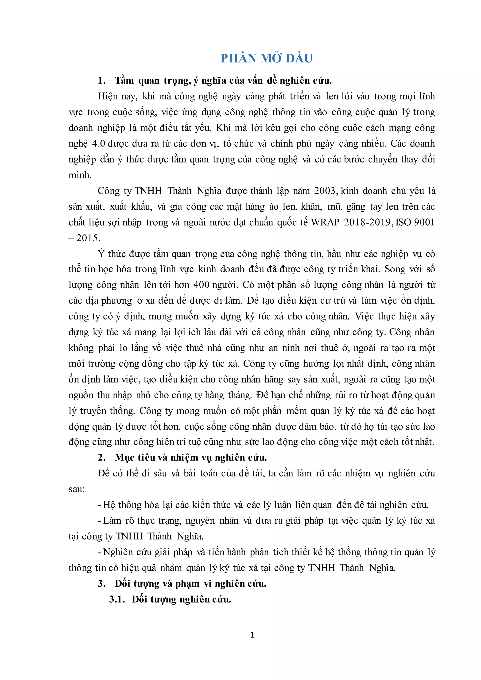 Khóa luận tốt nghiệp Phân tích thiết kế hệ thống thông tin quản lý ký túc xá tại công ty TNHH ...