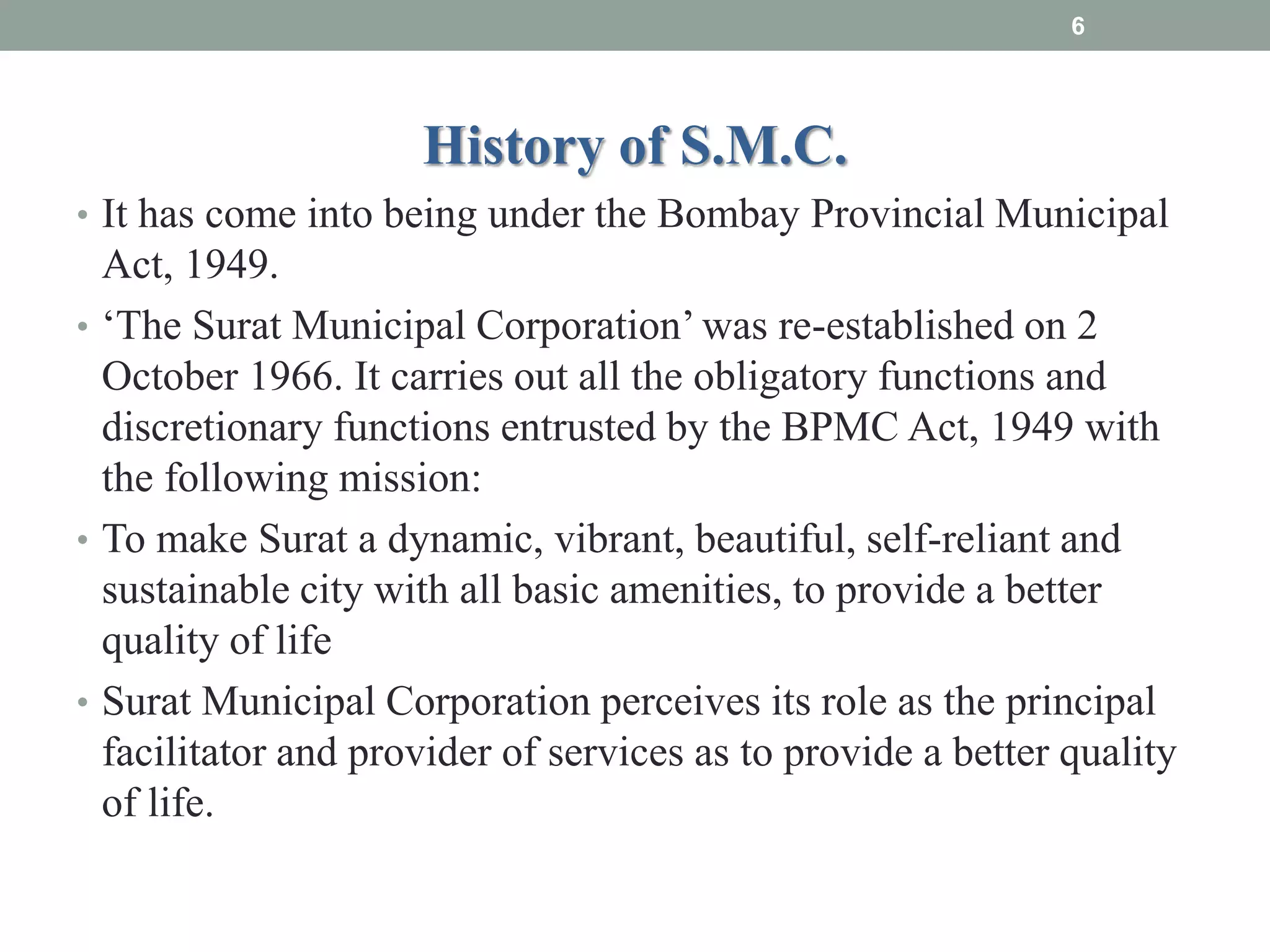 Urban Governance of Surat City : S.M.C. | PPTX