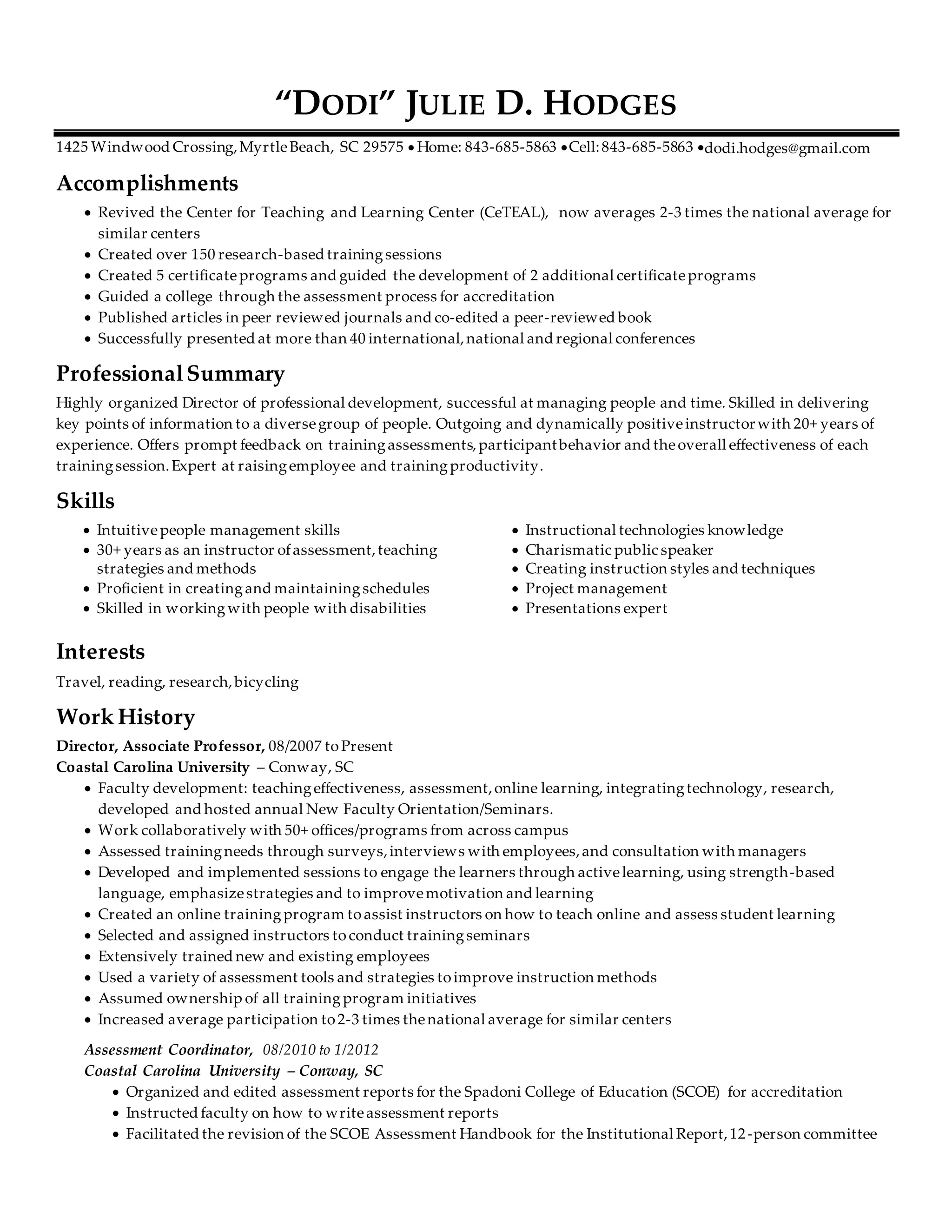 Dodi (Julie D) Hodges Resume | DOCX