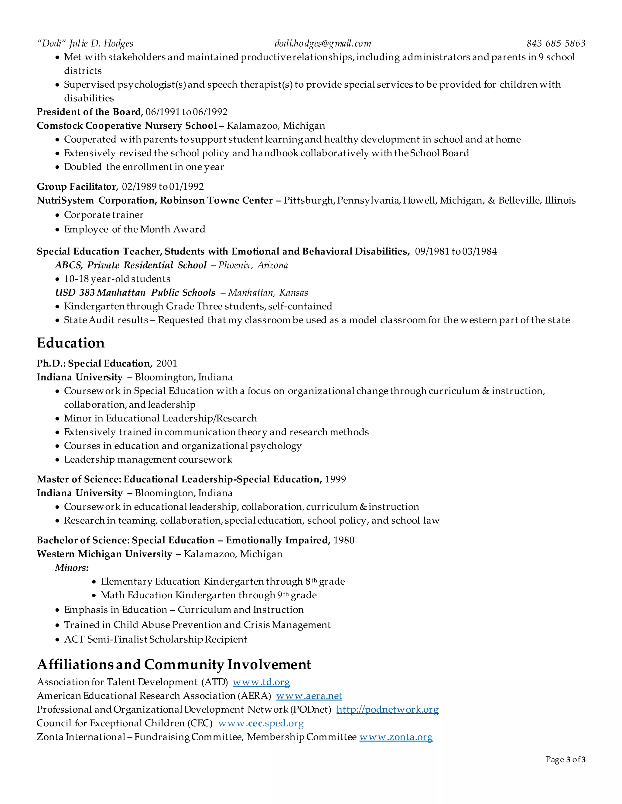 Dodi (Julie D) Hodges Resume | DOCX
