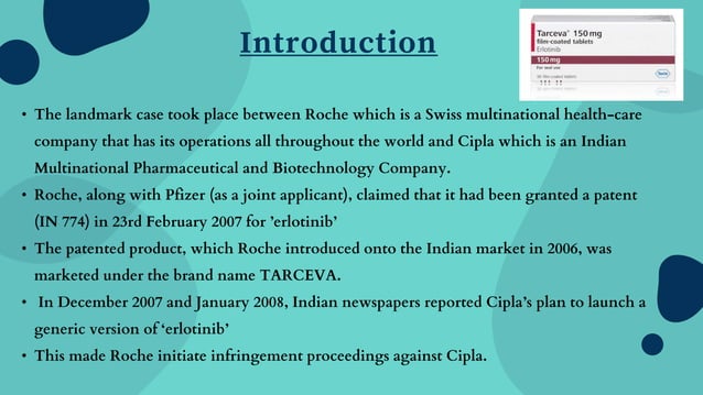 ROCHE VS CIPLA PATENT CASE.pptx | Pharmaceutical Industry | Industries