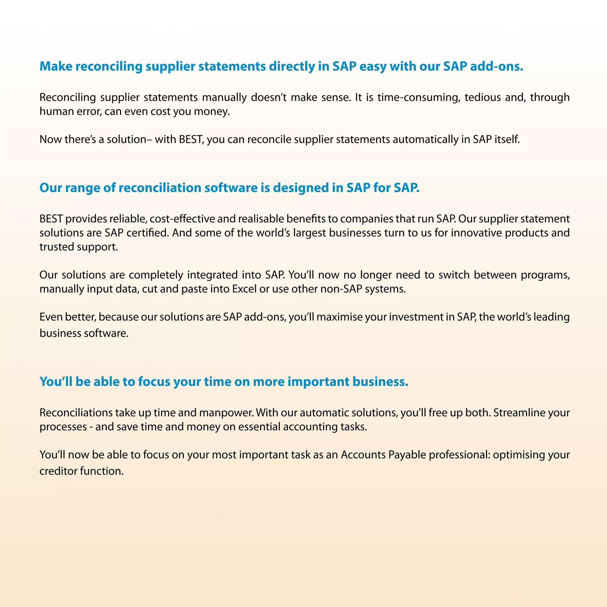 Supplier Statement Reconciliations in SAP - brochure | PDF