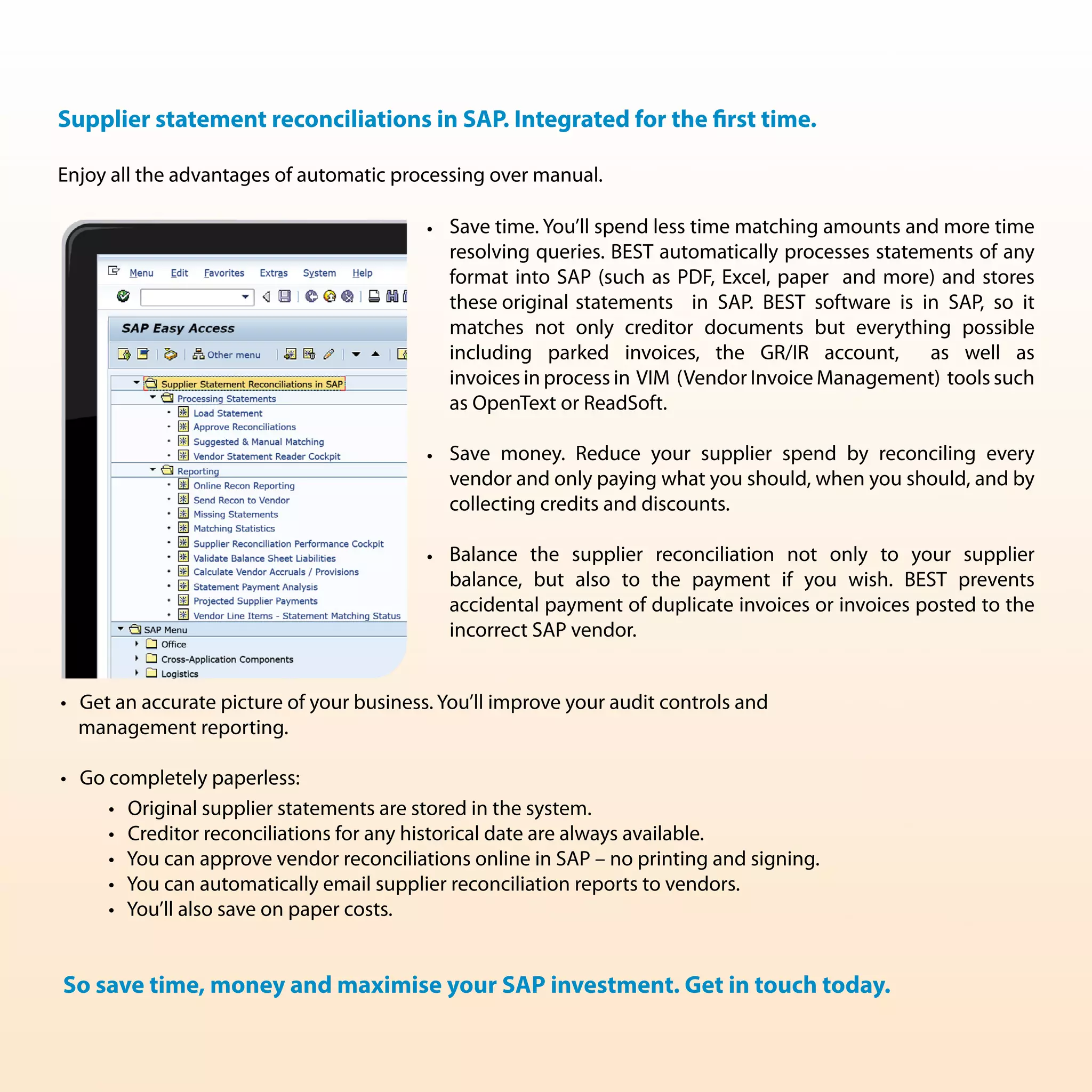 Supplier Statement Reconciliations in SAP - brochure | PDF
