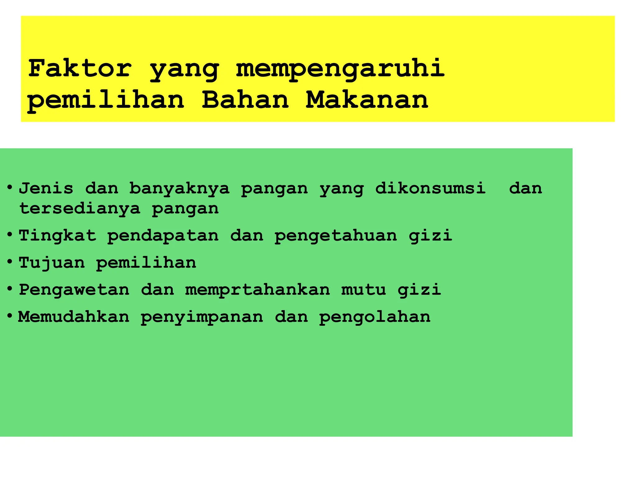 Pemilihan Bahan Makanan untuk MK Ilmu Bahan Makanan | PPT