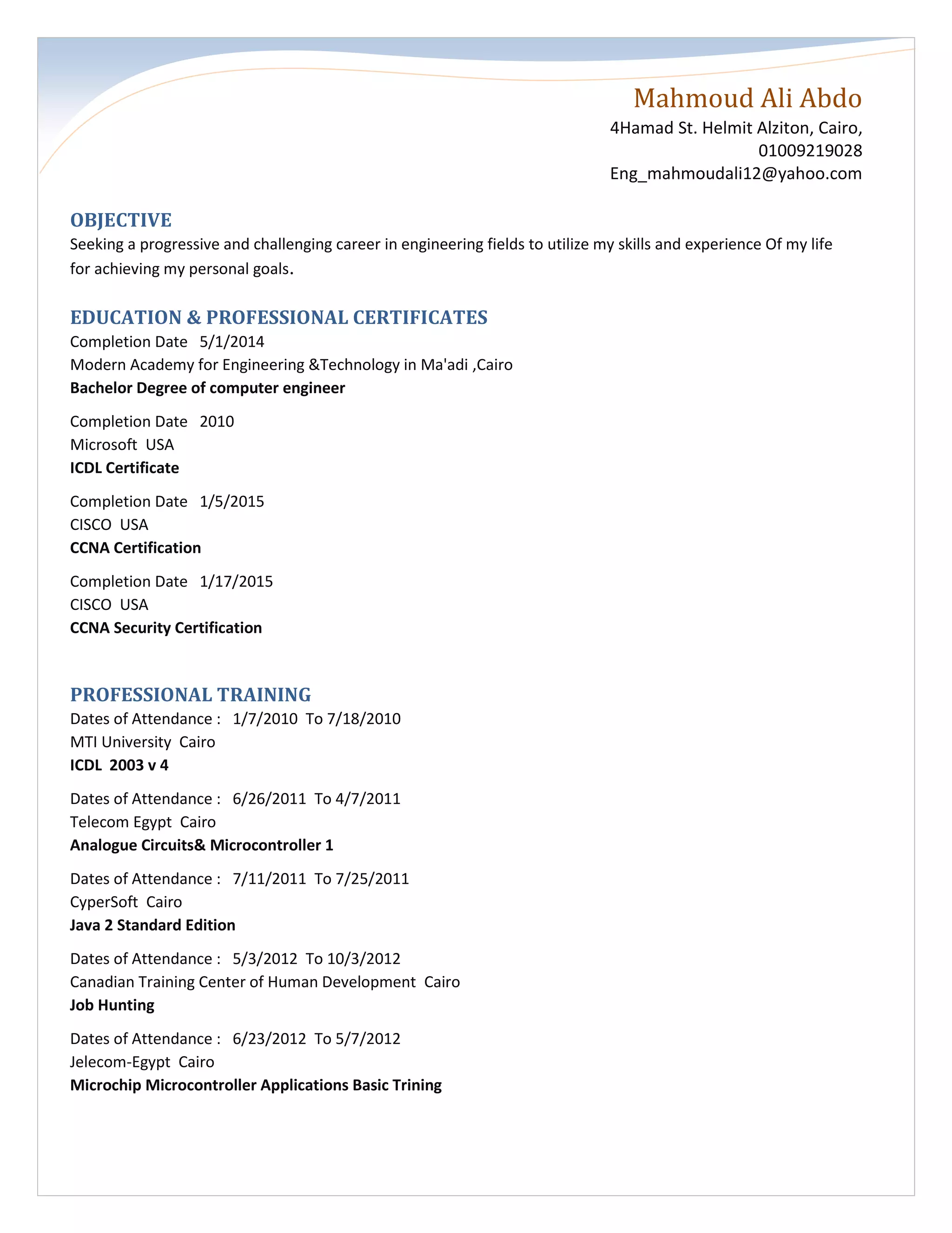 Mahmoud Ali Resume V4.5 | PDF