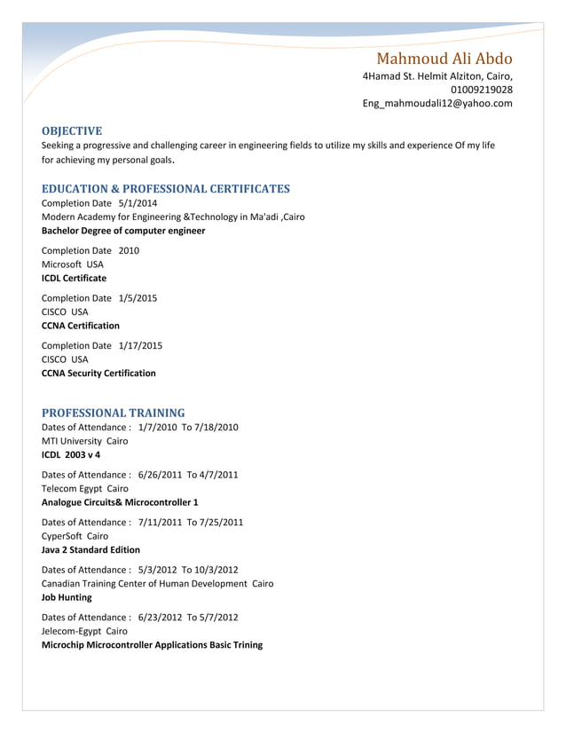 Mahmoud Ali Resume V4.5 | PDF | Technology & Computing