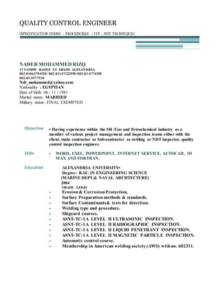 QA-QC ENGINEER | DOCX | Civil Engineering Industry | Industries