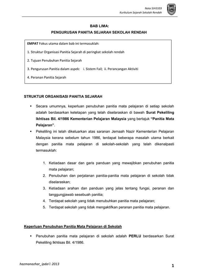 nota-sjh3103-kurikulum-sejarah-sekolah-rendah-bab-5-docx | PDF