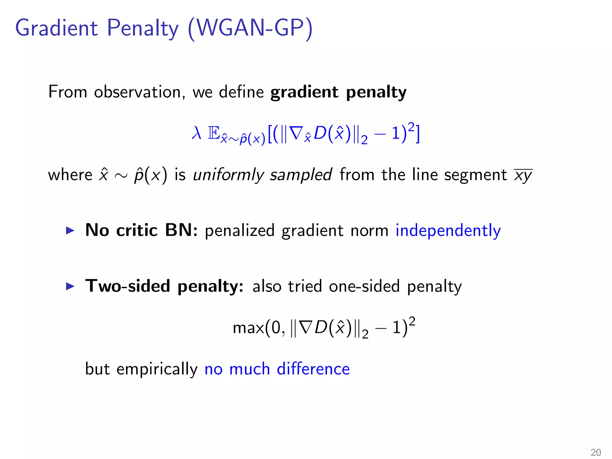 Improved Trainings of Wasserstein GANs (WGAN-GP) | PDF