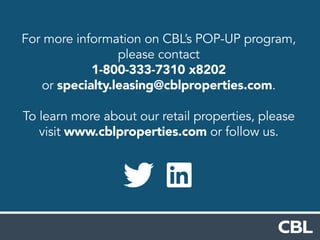 The Power of the Pop-Up: An Inside Look at CBL's POP-UP Program | PPT