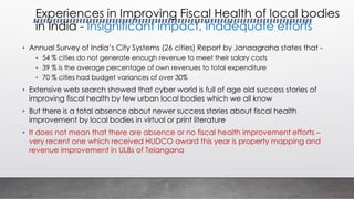 Experiences in Improving Fiscal Health of Municipal Bodies | PPT