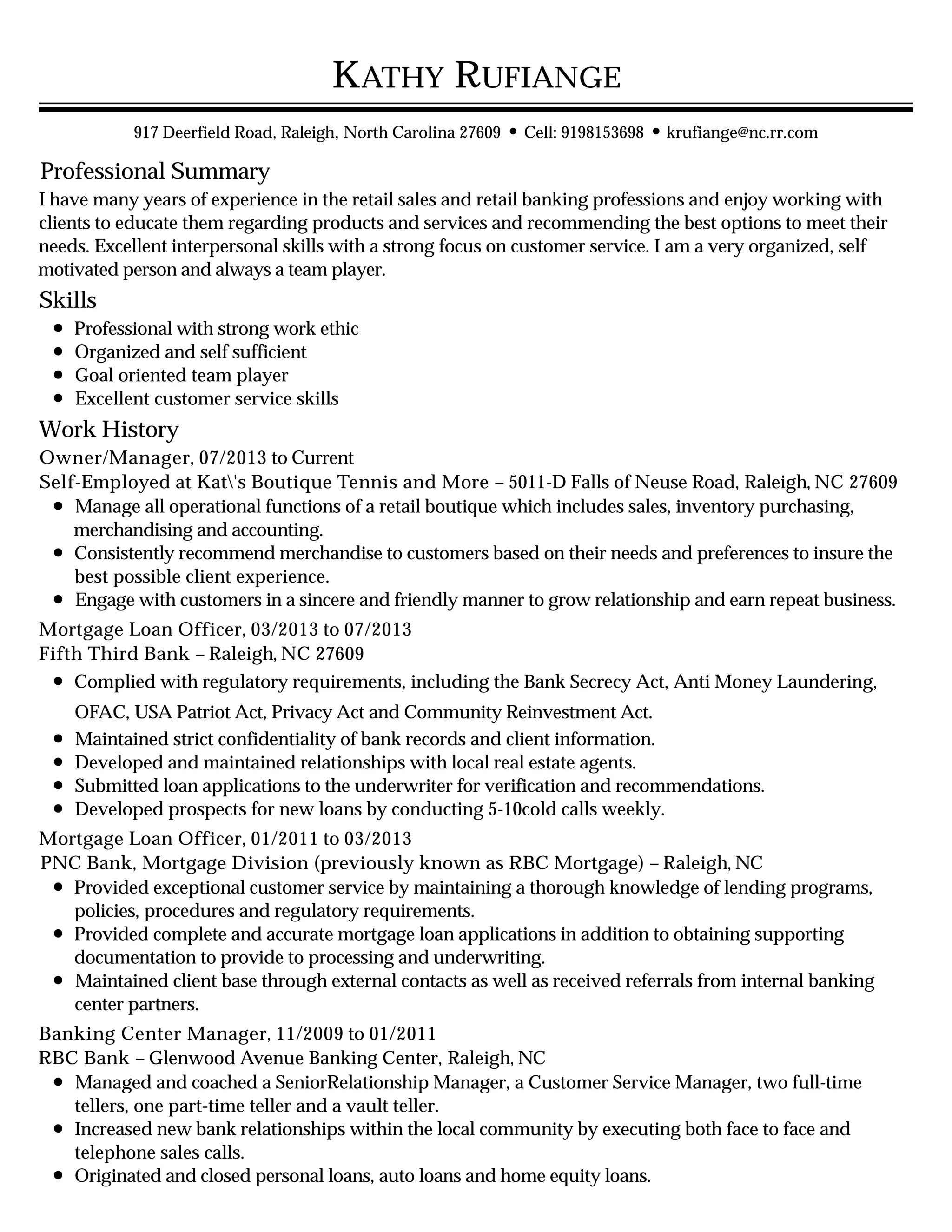 Kathy Rufiange Resume 2016 | PDF