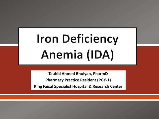Iron Deficiency Anemia (IDA) | PPTX | Blood Disorders | Diseases and ...