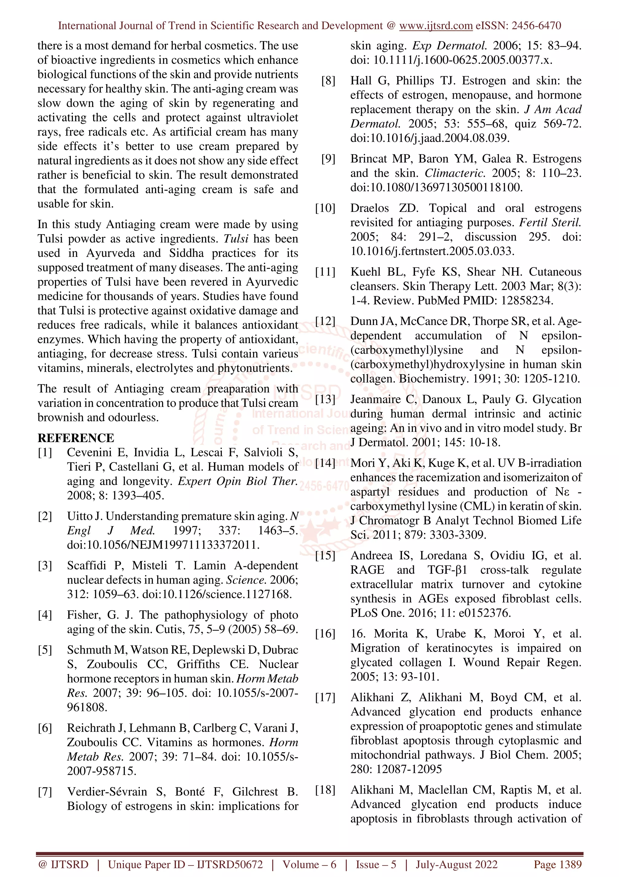 Formulation, Development and Evaluation of Herbal Antiaging Cream | PDF