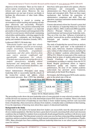 Principals Leadership Styles and Its Effects on Students’ Academic ...