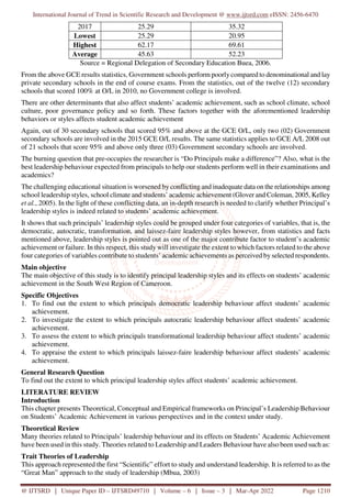 Principals Leadership Styles and Its Effects on Students’ Academic ...