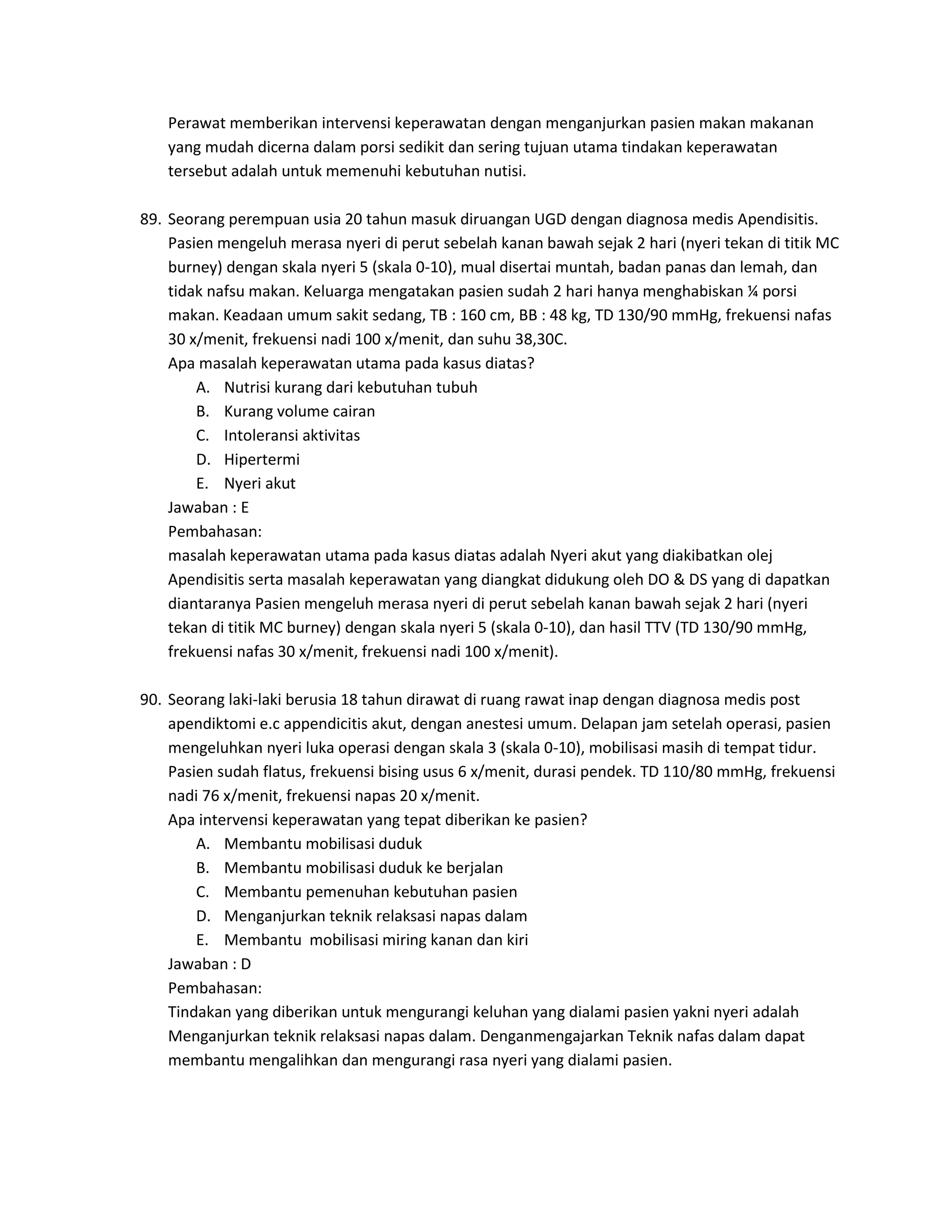 180 Soal & Pembahasan Keperawatan | PDF