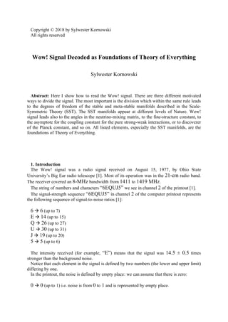 Wow! Signal Decoded as Foundations of Theory of Everything | PDF