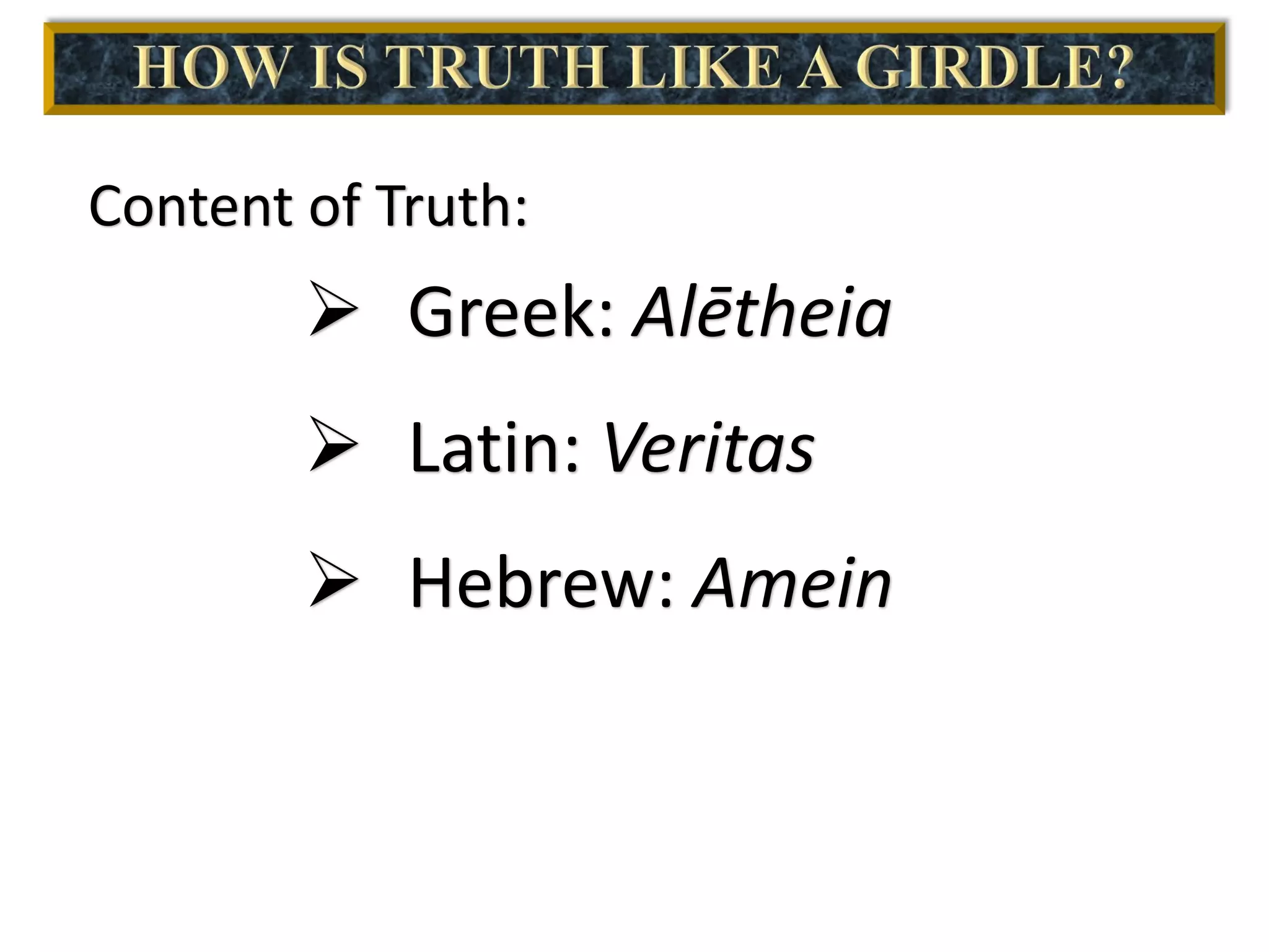 The Belt of Truth - Ephesians 6:14 | PDF