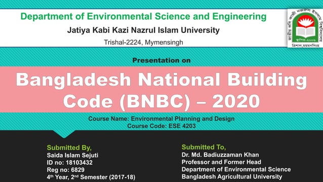 Bangladesh National Building Code (BNBC) – 2020 | PPTX