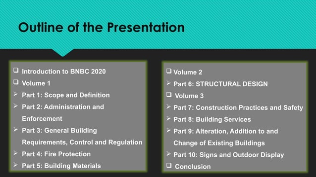 Bangladesh National Building Code (BNBC) – 2020 | PPTX