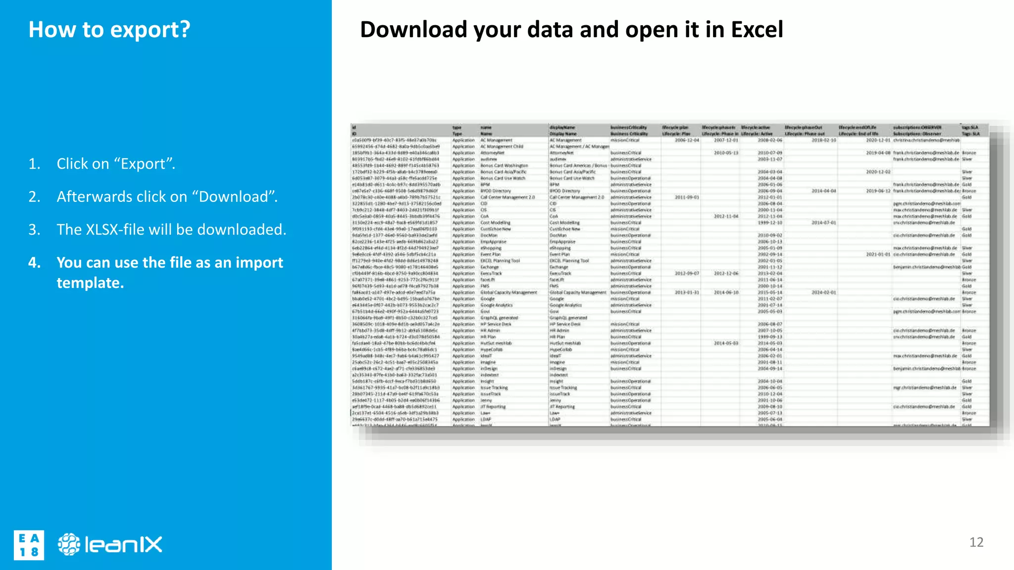 LeanIX Inventory: Import & Export | PPTX