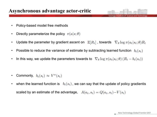 181123 Asynchronous Method For Deep Reinforcement Learning Seunghyeok Back Ppt