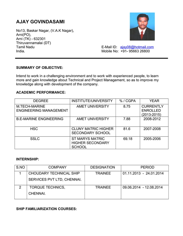 CV- AJAY GOVINDASAMI | DOC