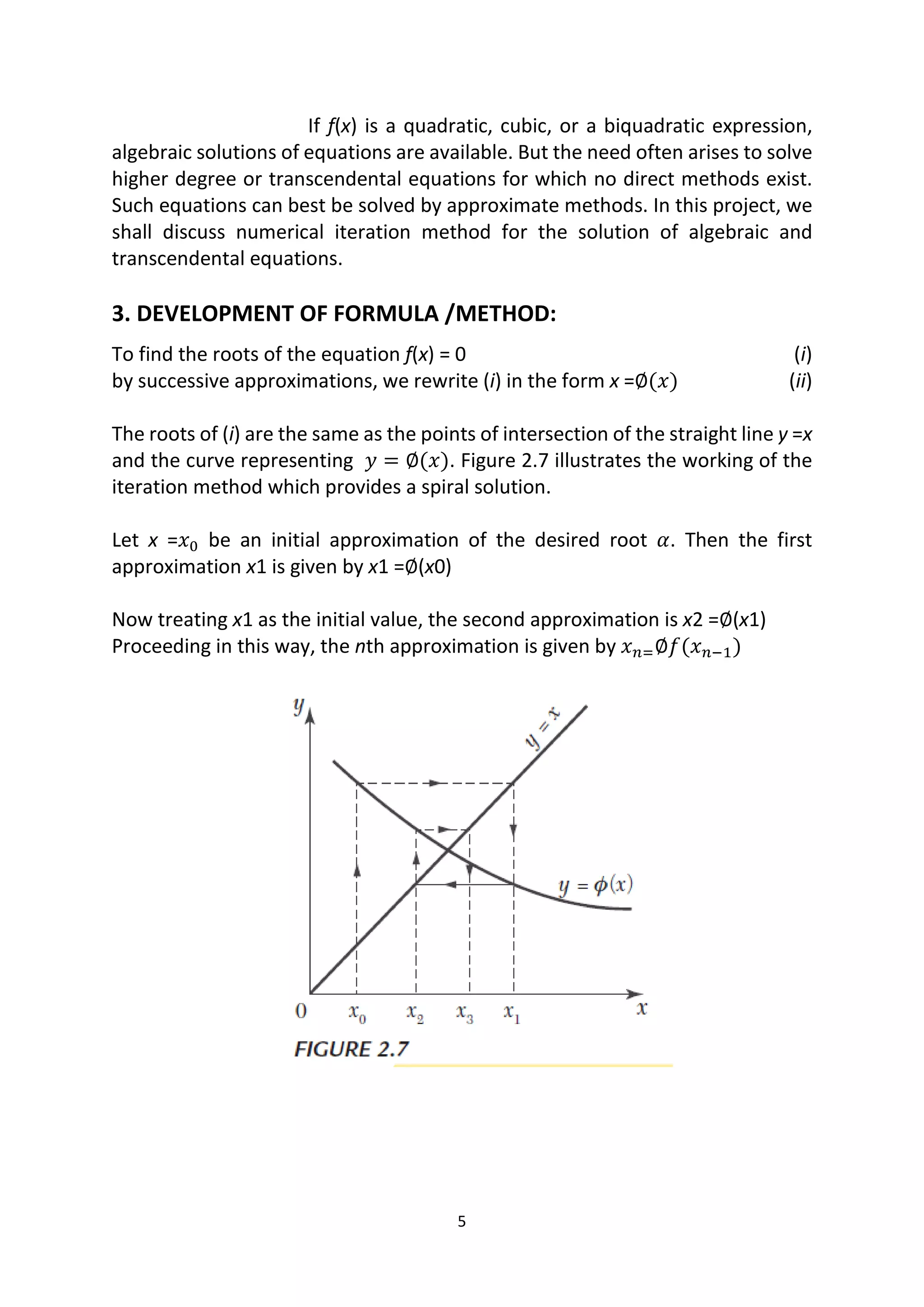 Iteration method-Solution of algebraic and Transcendental Equations. | PDF