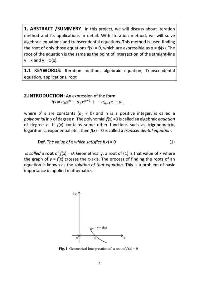 Iteration method-Solution of algebraic and Transcendental Equations. | PDF