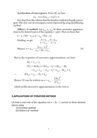 Iteration method-Solution of algebraic and Transcendental Equations. | PDF