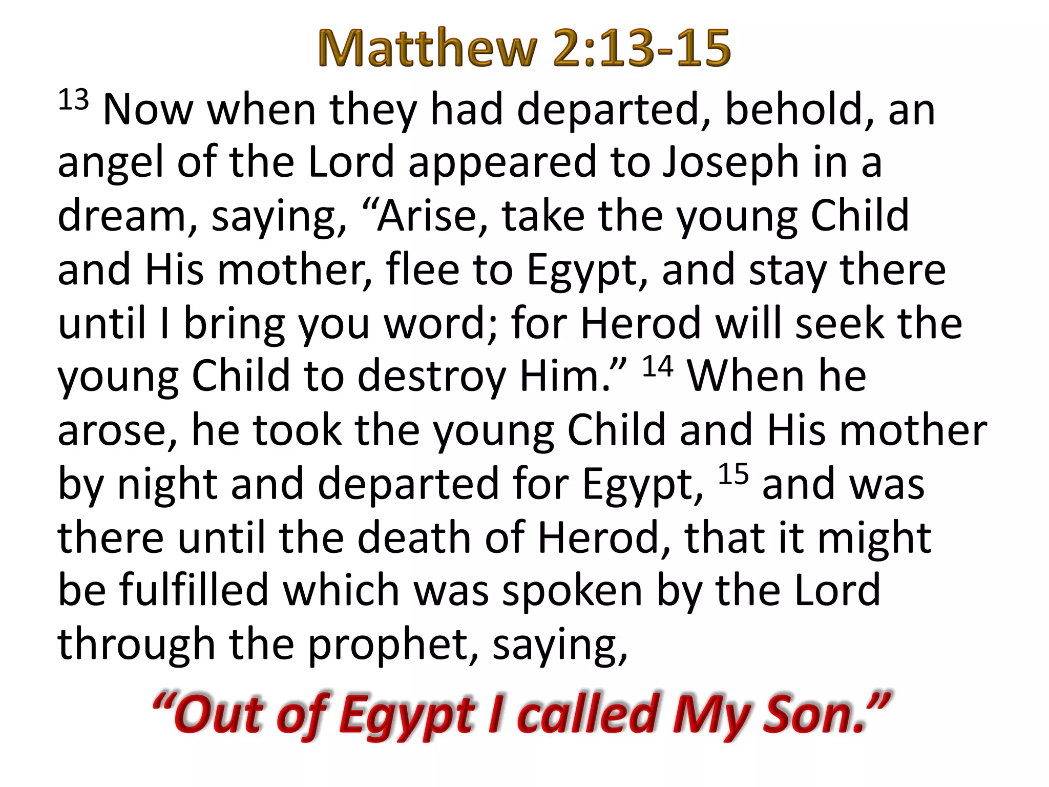 Out of Egypt - Matthew 2:13-15 | PDF