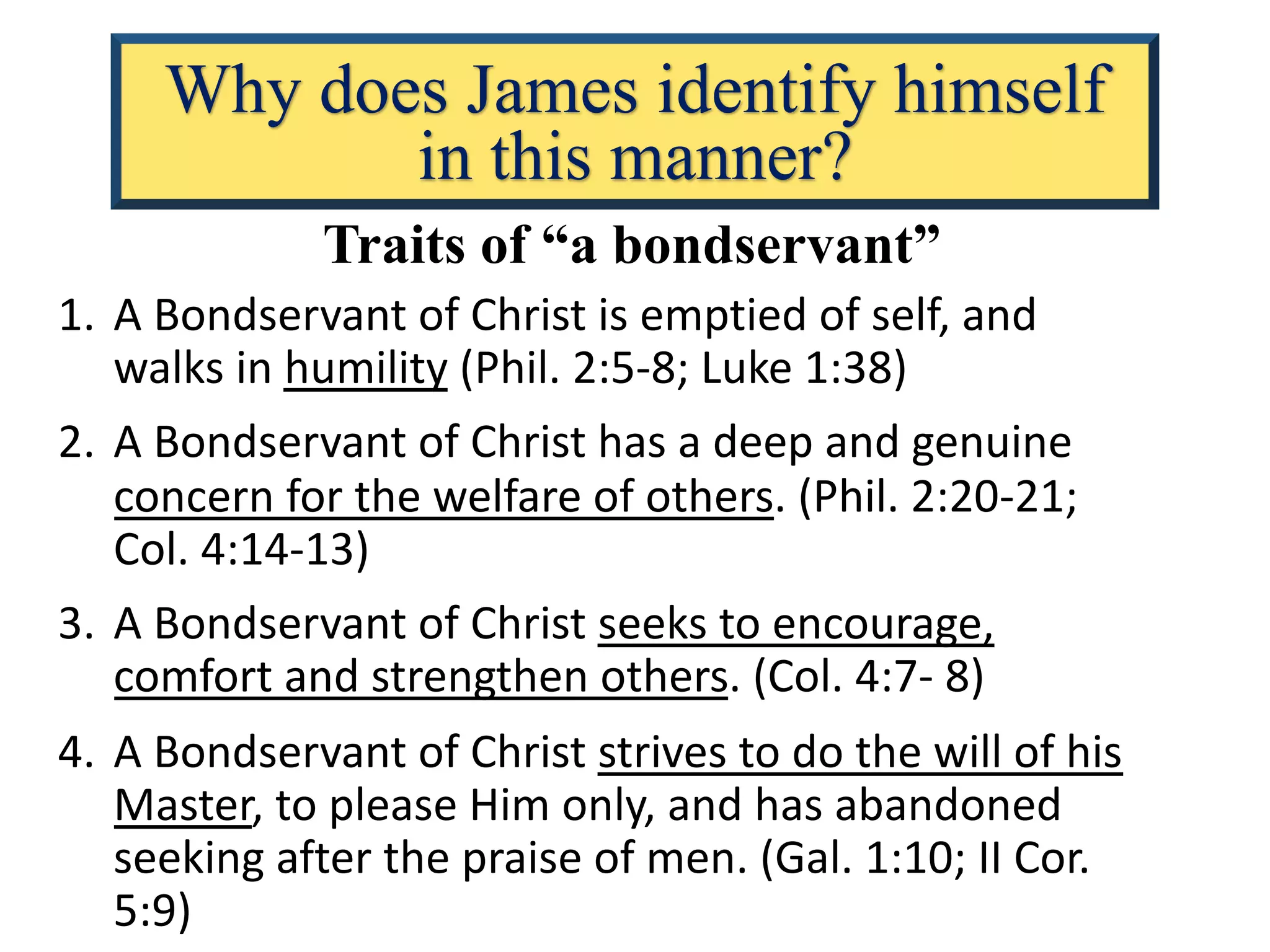 A Bondservant of God - James 1:1 | PDF