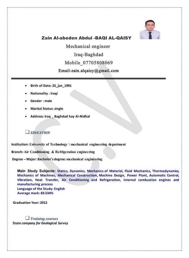 Zain cv (1) | DOCX | Automotive