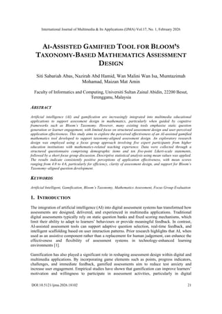 AI-ASSISTED GAMIFIED TOOL FOR BLOOM’S TAXONOMY-BASED MATHEMATICS ...