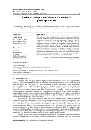 Students’ perceptions of electronic’s module in physics practicum | PDF | Free Download
