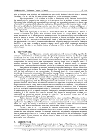 Design of optimal search engine using text summarization through artificial intelligence ...