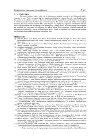 Design of optimal search engine using text summarization through artificial intelligence ...