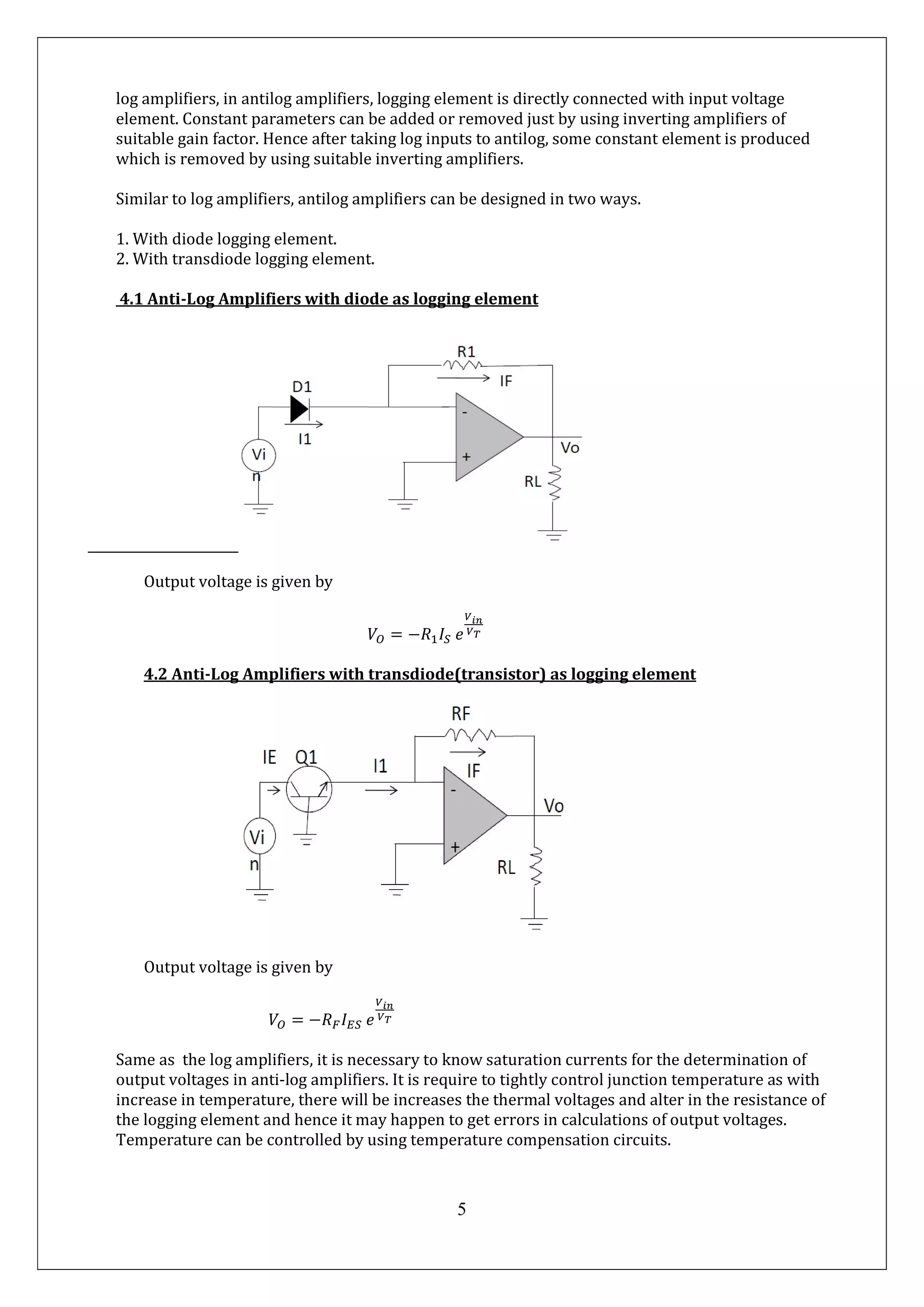 Log Antilog Amplifiers By Ransher Pdf Computer Networking Computing