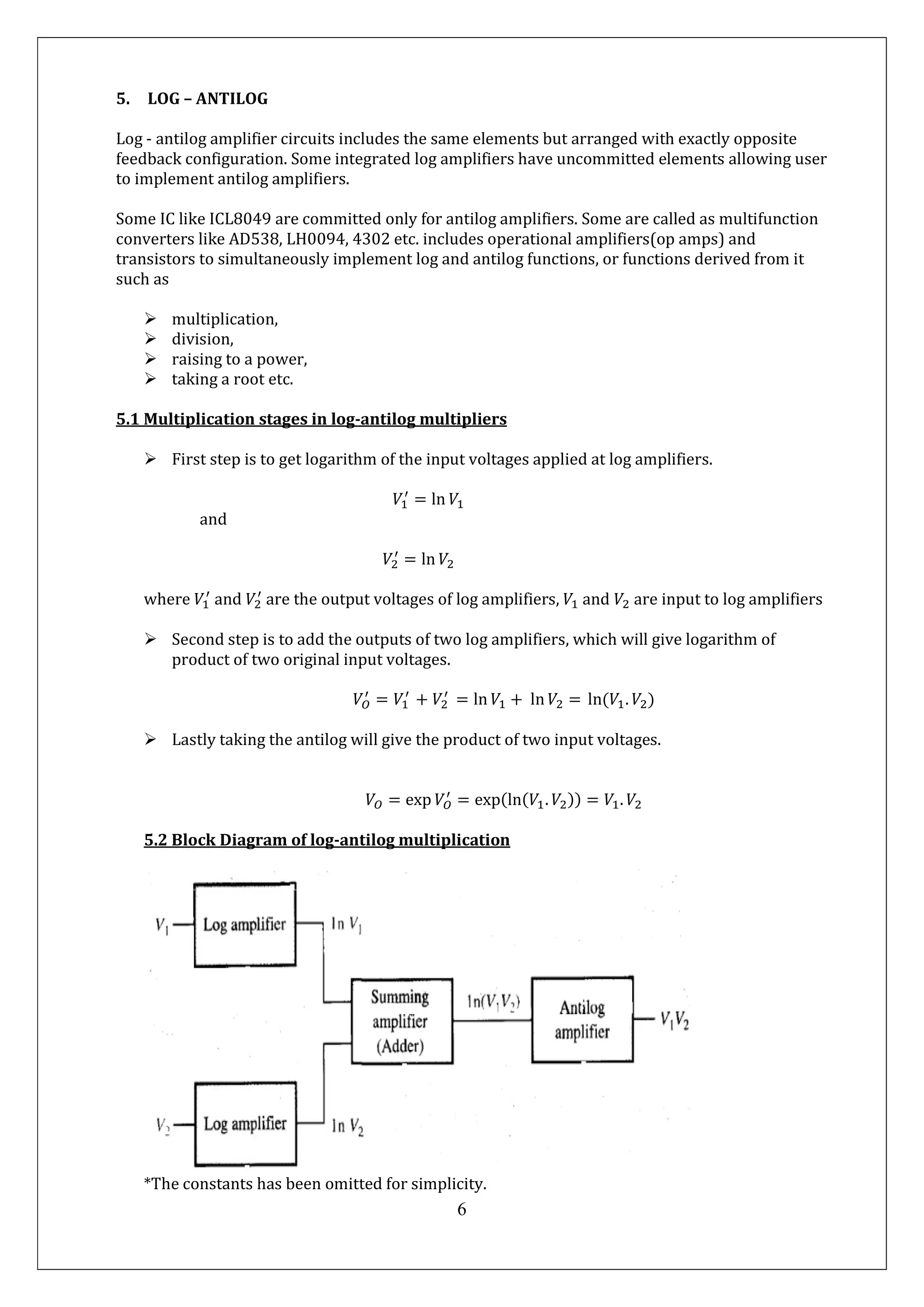 Log Antilog Amplifiers By Ransher Pdf Computer Networking Computing