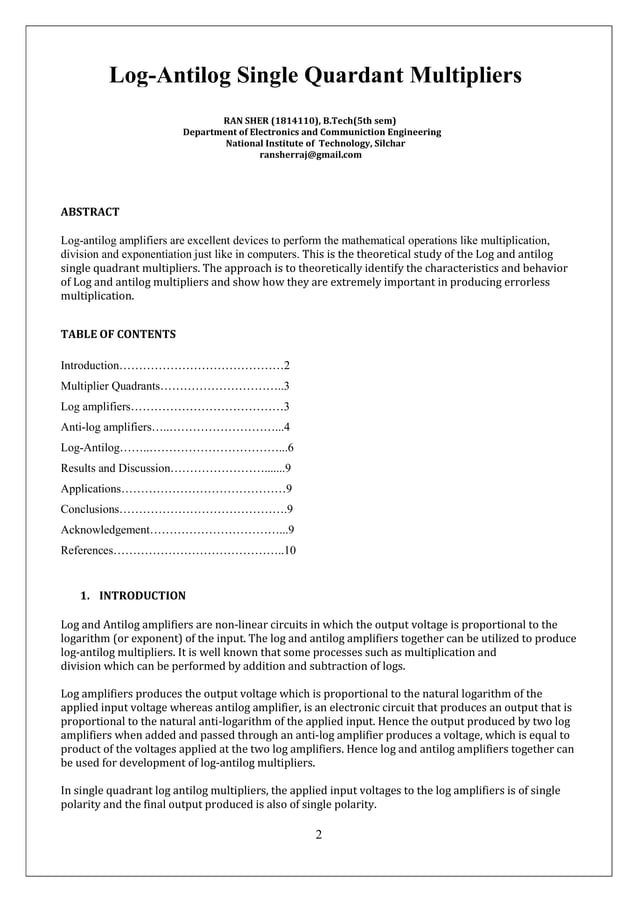 Log antilog amplifiers by ransher | PDF | Computer Networking | Computing