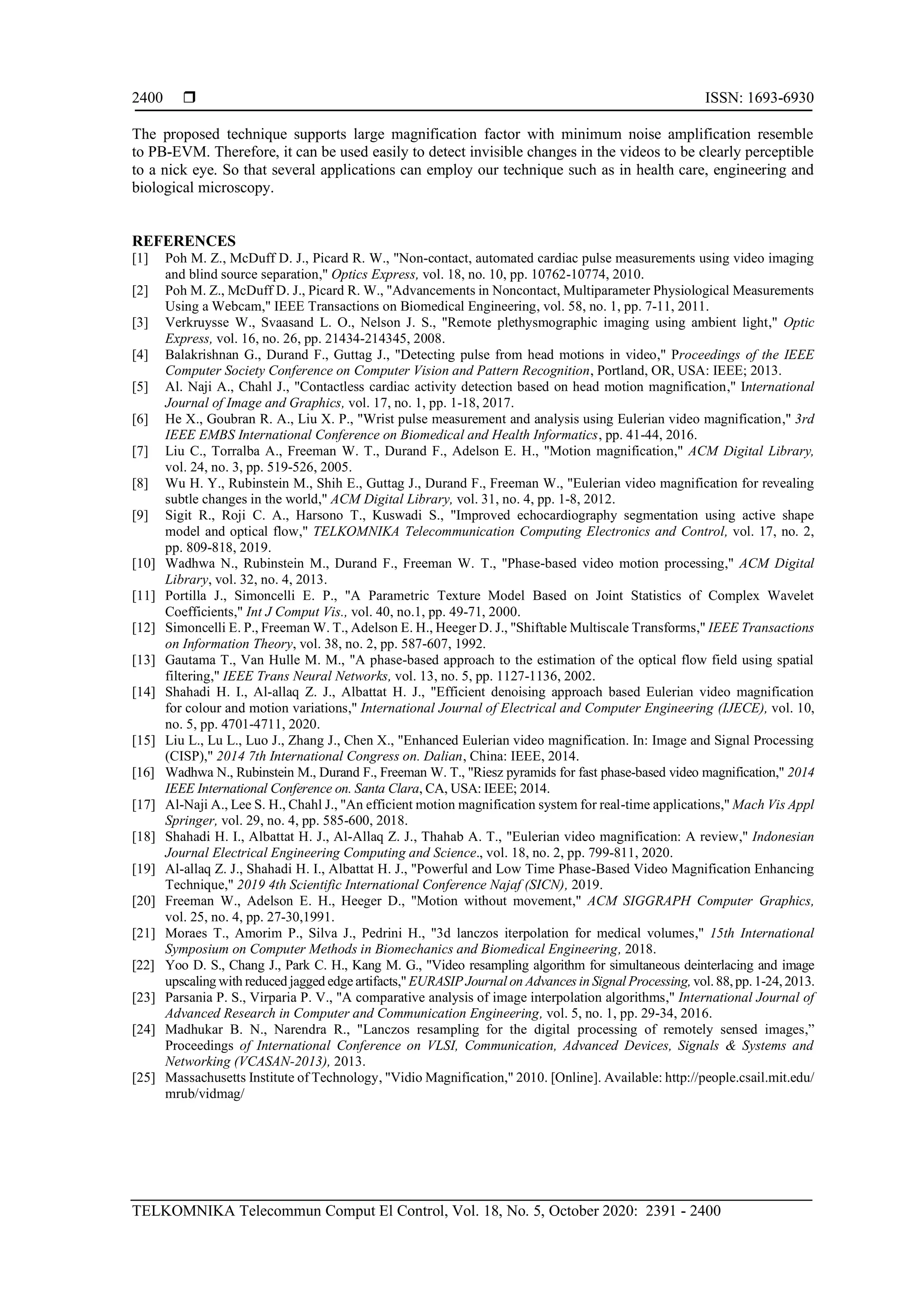 Developed approach for phase-based Eulerian video magnification | PDF