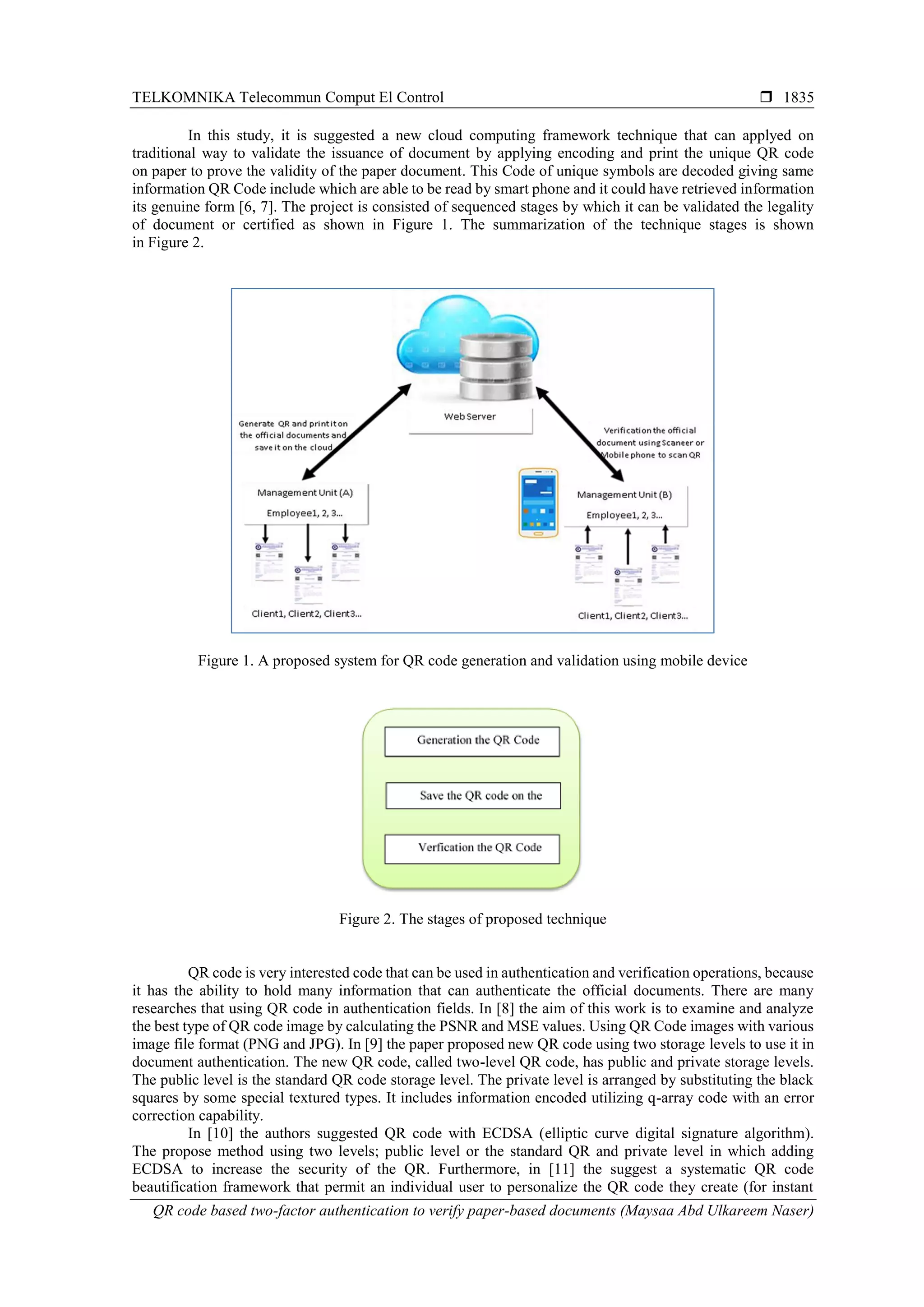 Qr Code Based Two Factor Authentication To Verify Paper Based Documents