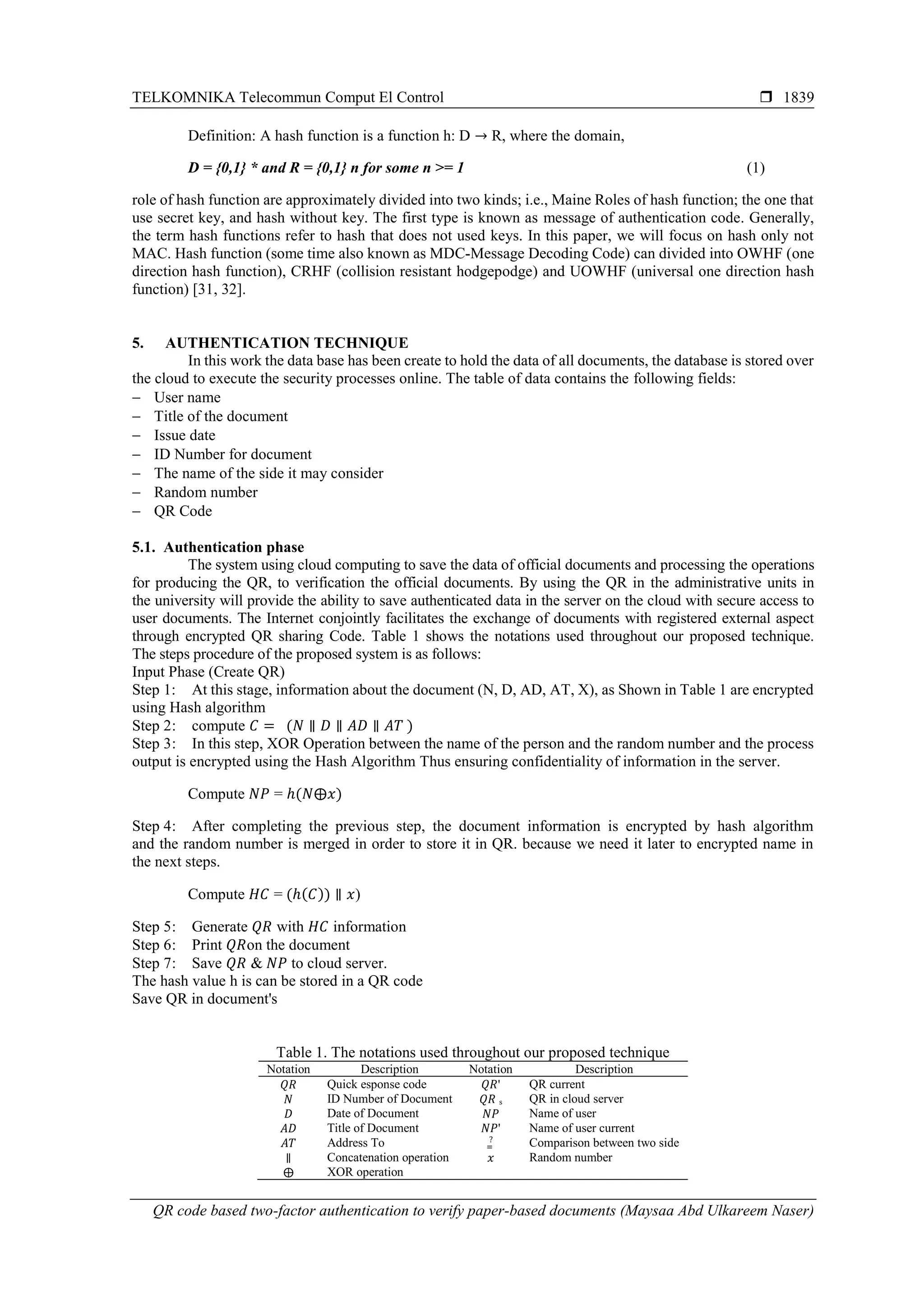 Qr Code Based Two Factor Authentication To Verify Paper Based Documents Pdf