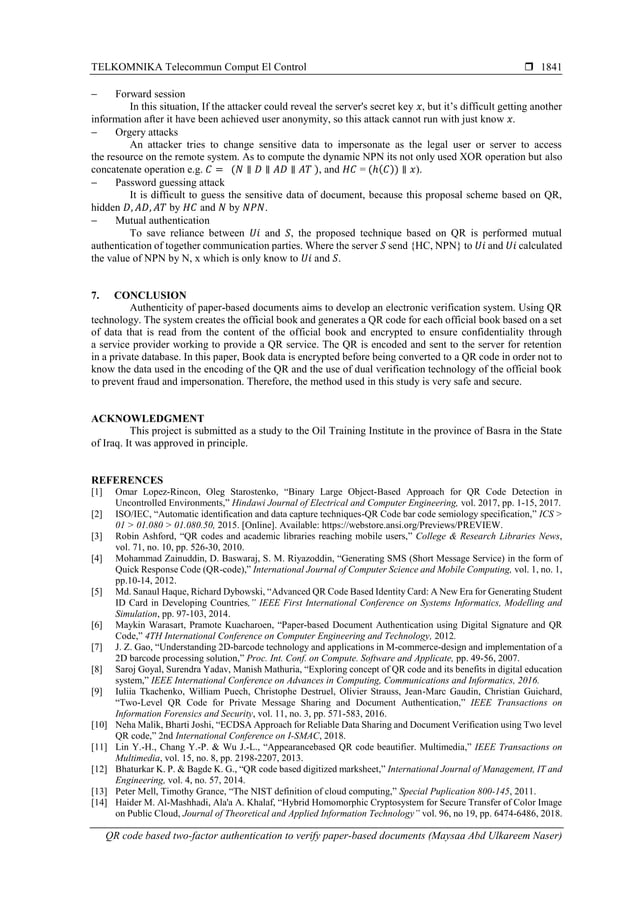 Qr Code Based Two Factor Authentication To Verify Paper Based Documents Pdf