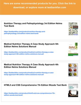 Nutrition Therapy and Pathophysiology 3rd Edition Nelms Solutions ...
