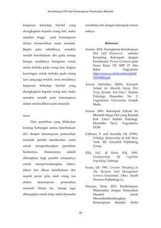 KETERBUKAAN DIRI DAN KEMAMPUAN PEMECAHAN MASALAH | PDF