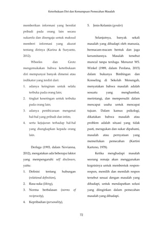 KETERBUKAAN DIRI DAN KEMAMPUAN PEMECAHAN MASALAH | PDF