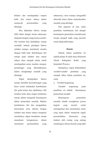 KETERBUKAAN DIRI DAN KEMAMPUAN PEMECAHAN MASALAH | PDF